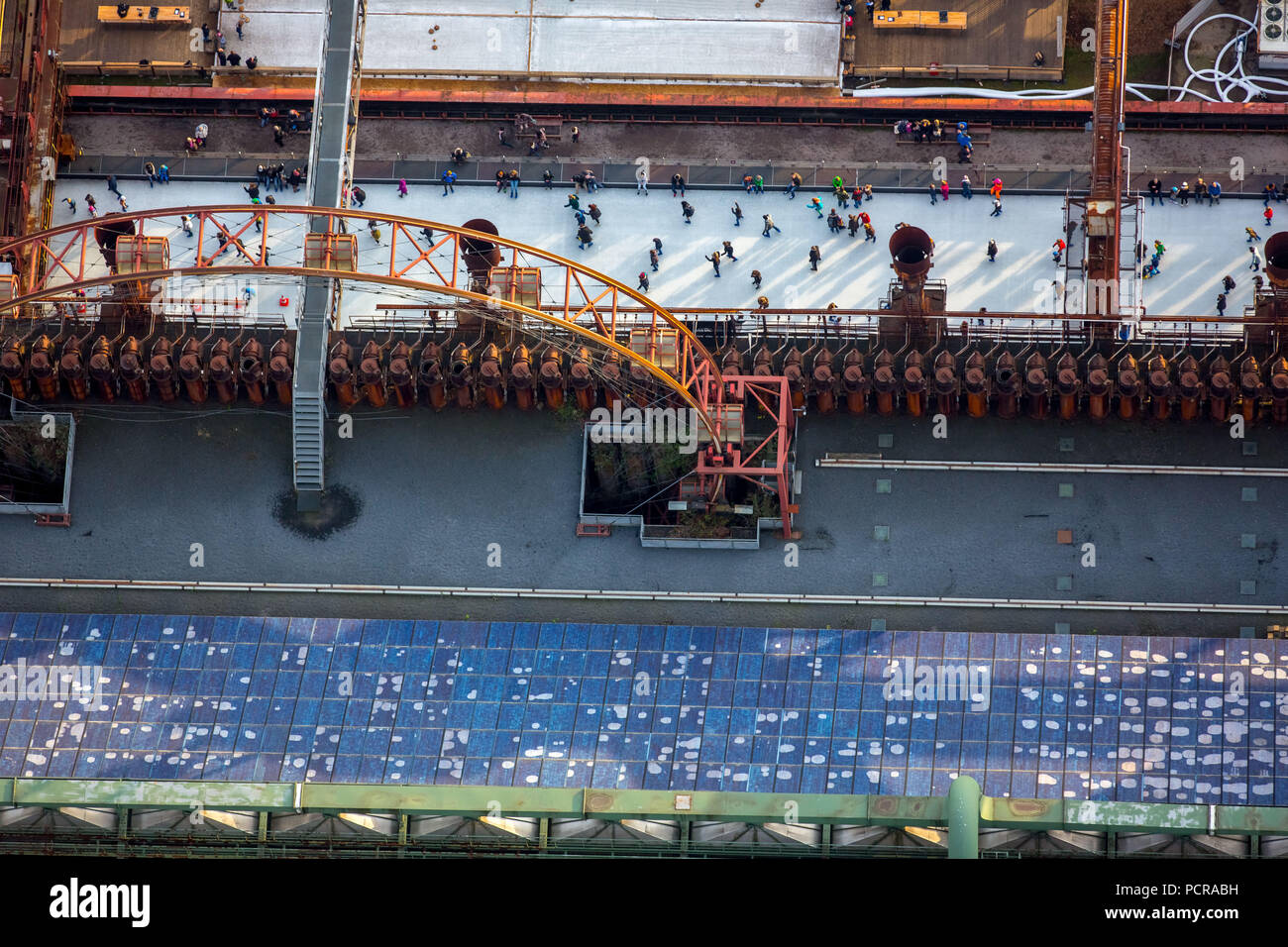 Ice rink coking plant Zeche Zollverein with sun wheel on Zollverein ...