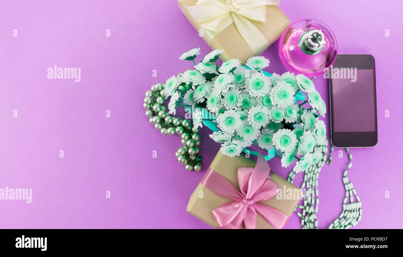 Surrealism Banner Decorative composition boxes with gifts flowers women ...