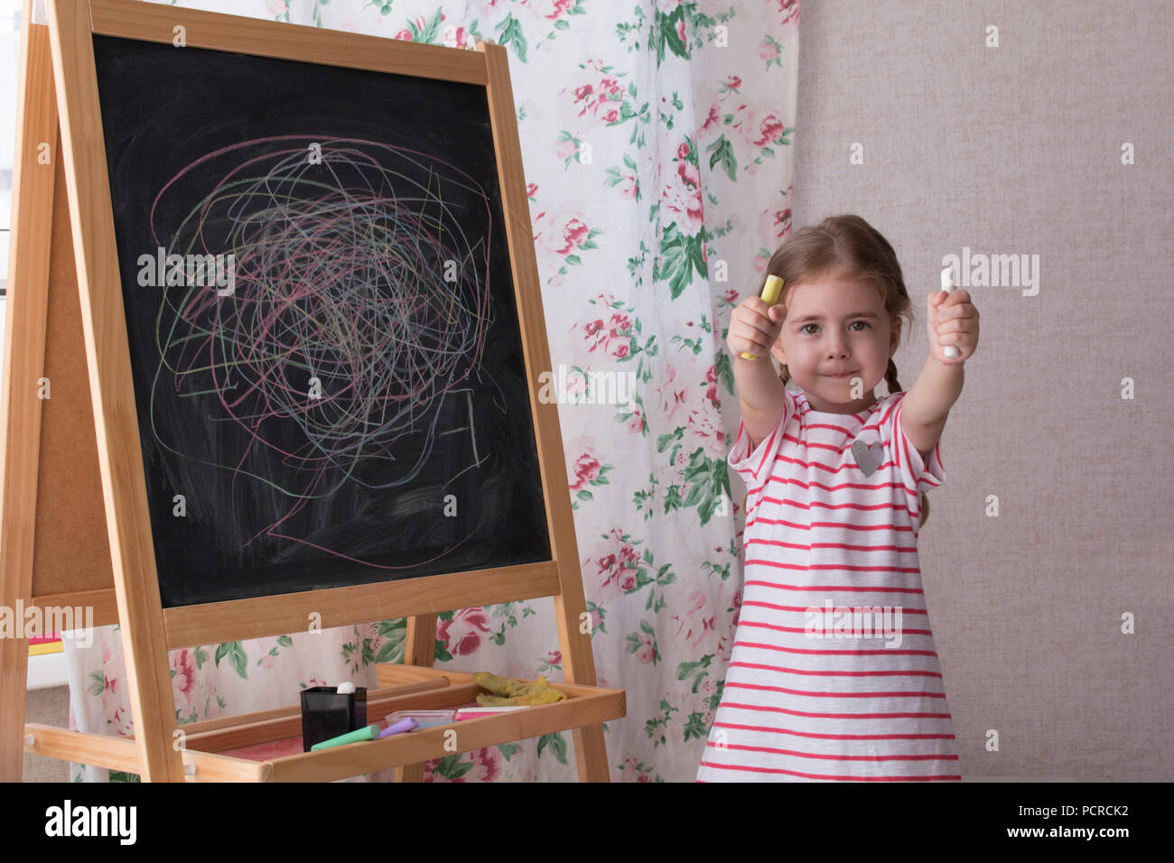 Child chalk writing hi-res stock photography and images - Alamy