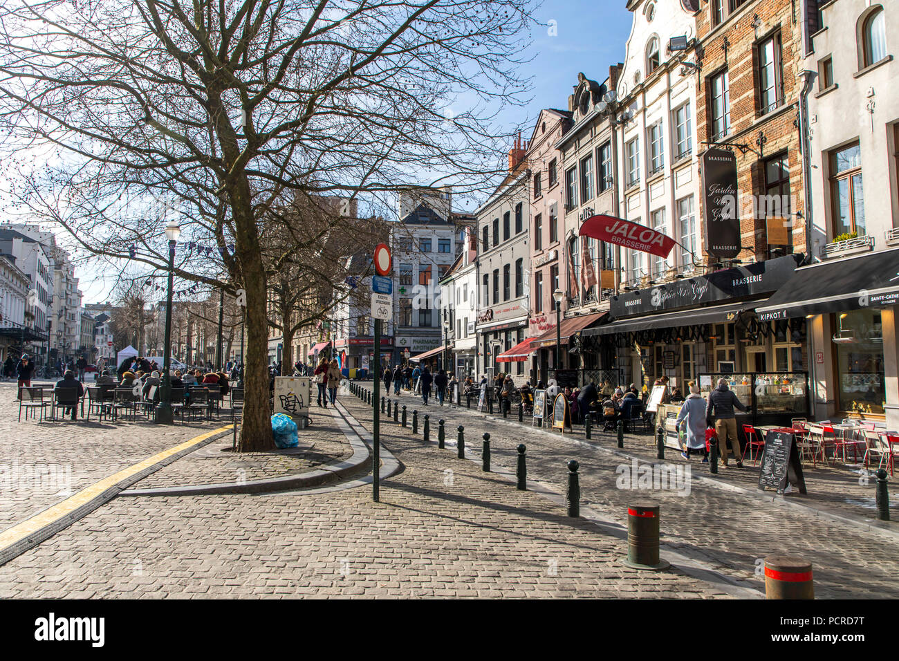 Place Sainte-Catherine, restaurants, trendy district, Brussels, Belgium ...