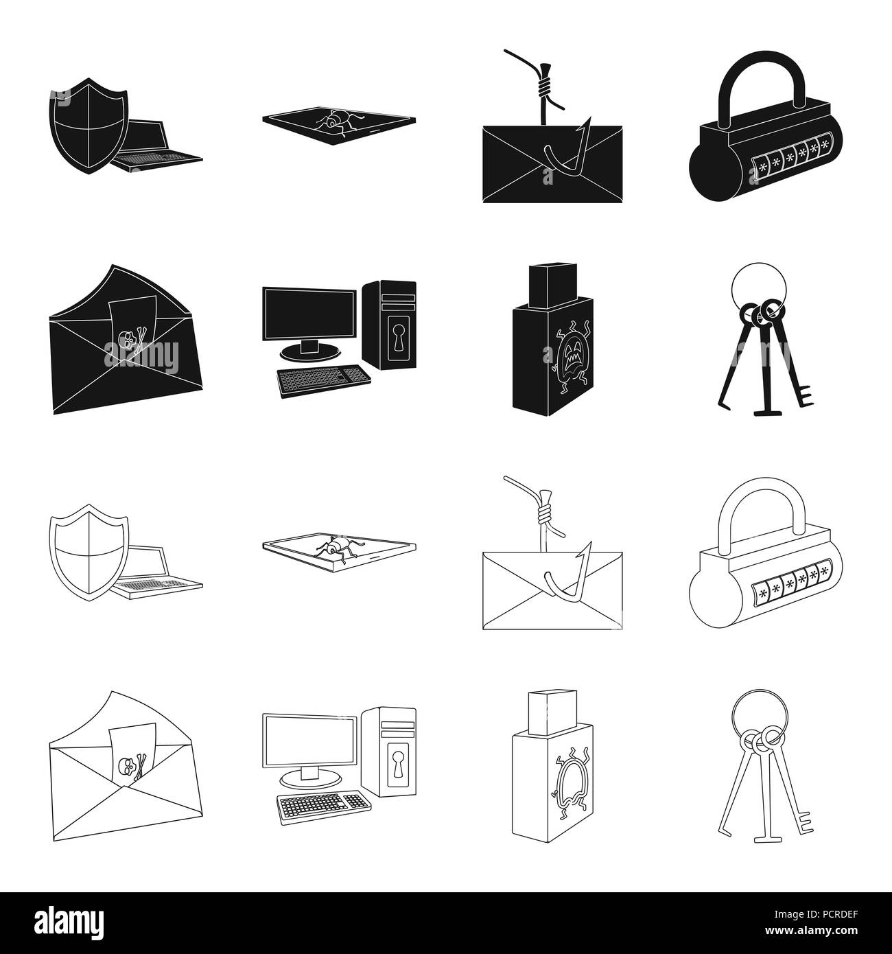 Virus, monitor, display, screen .Hackers and hacking set collection ...