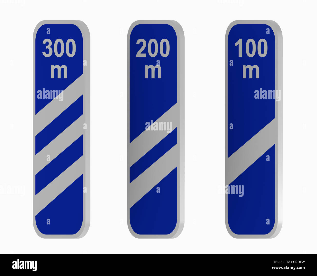 German traffic sign: announcement beacon for motorway exit. Lateral ...