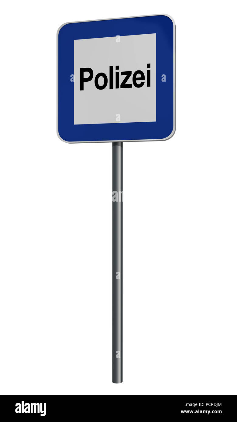 German information sign isolated for police on white. Text police in ...