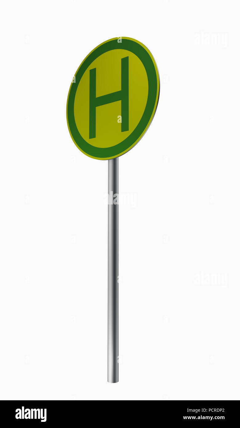 German road sign: bus stop isolated on white. 3d rendering Stock Photo ...