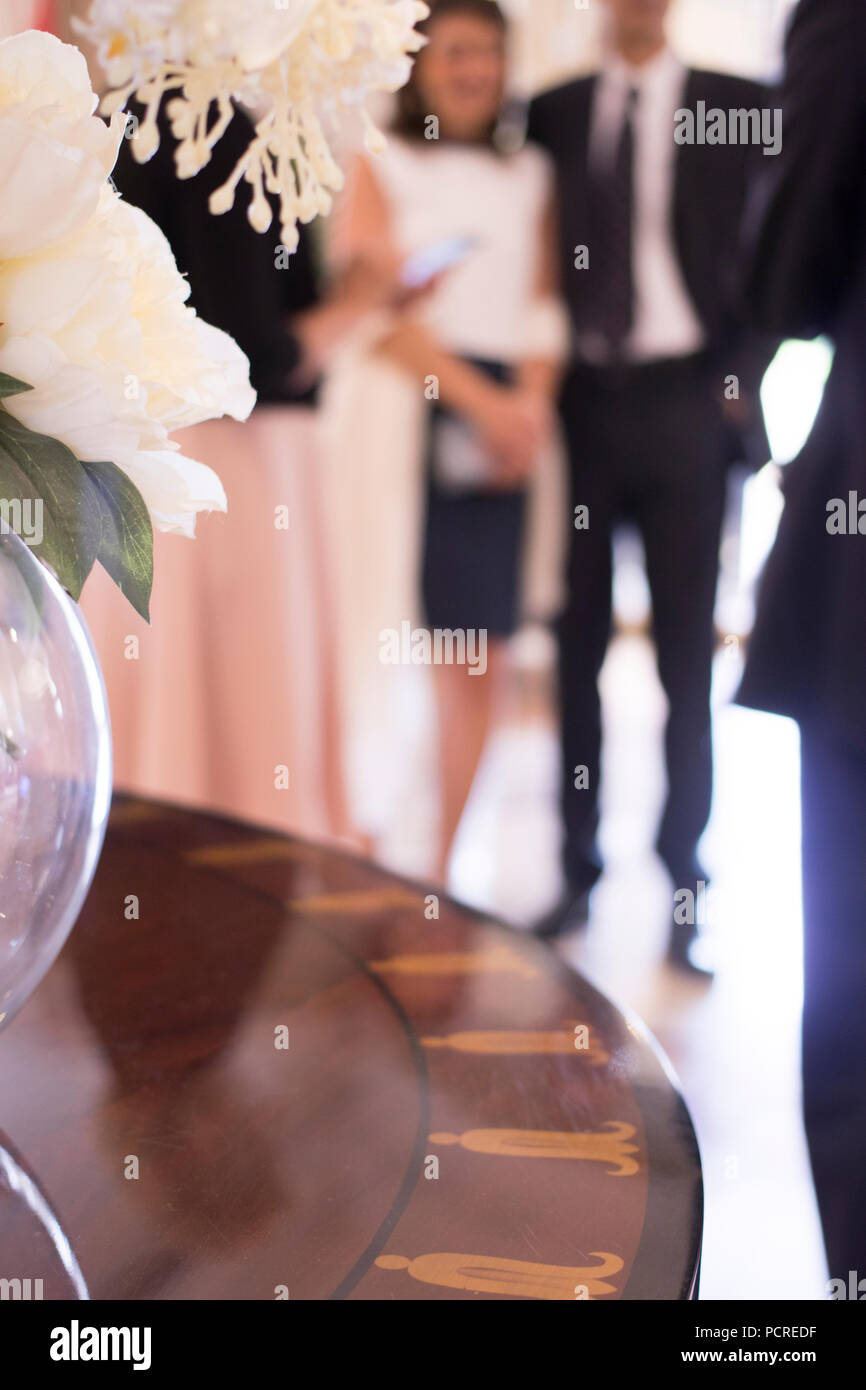 Wedding flowers arranged floral bouquet in marriage luxury 5 star hotel ...