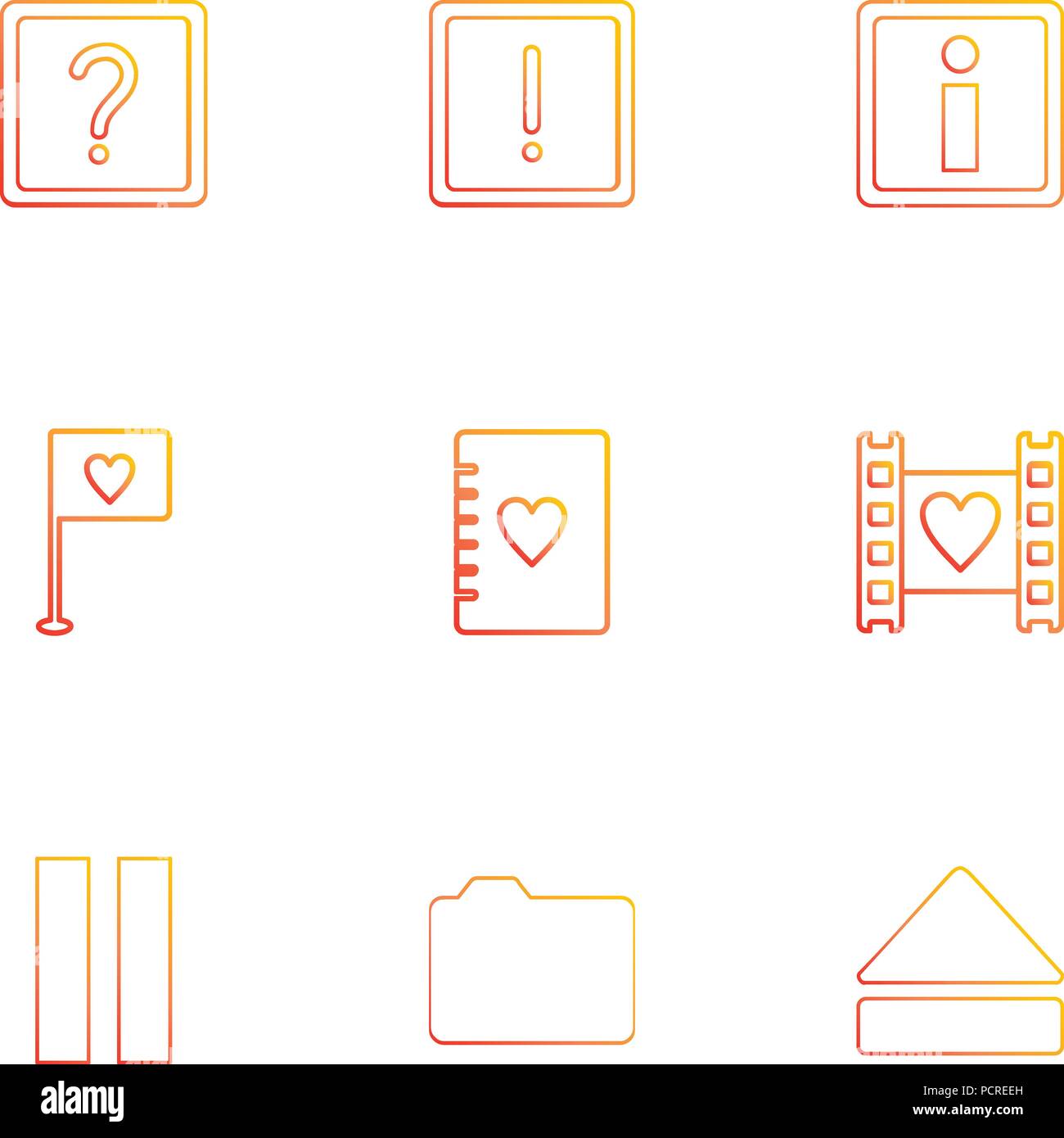 question mark , error , love , flag , heart , pause , folder , up ...