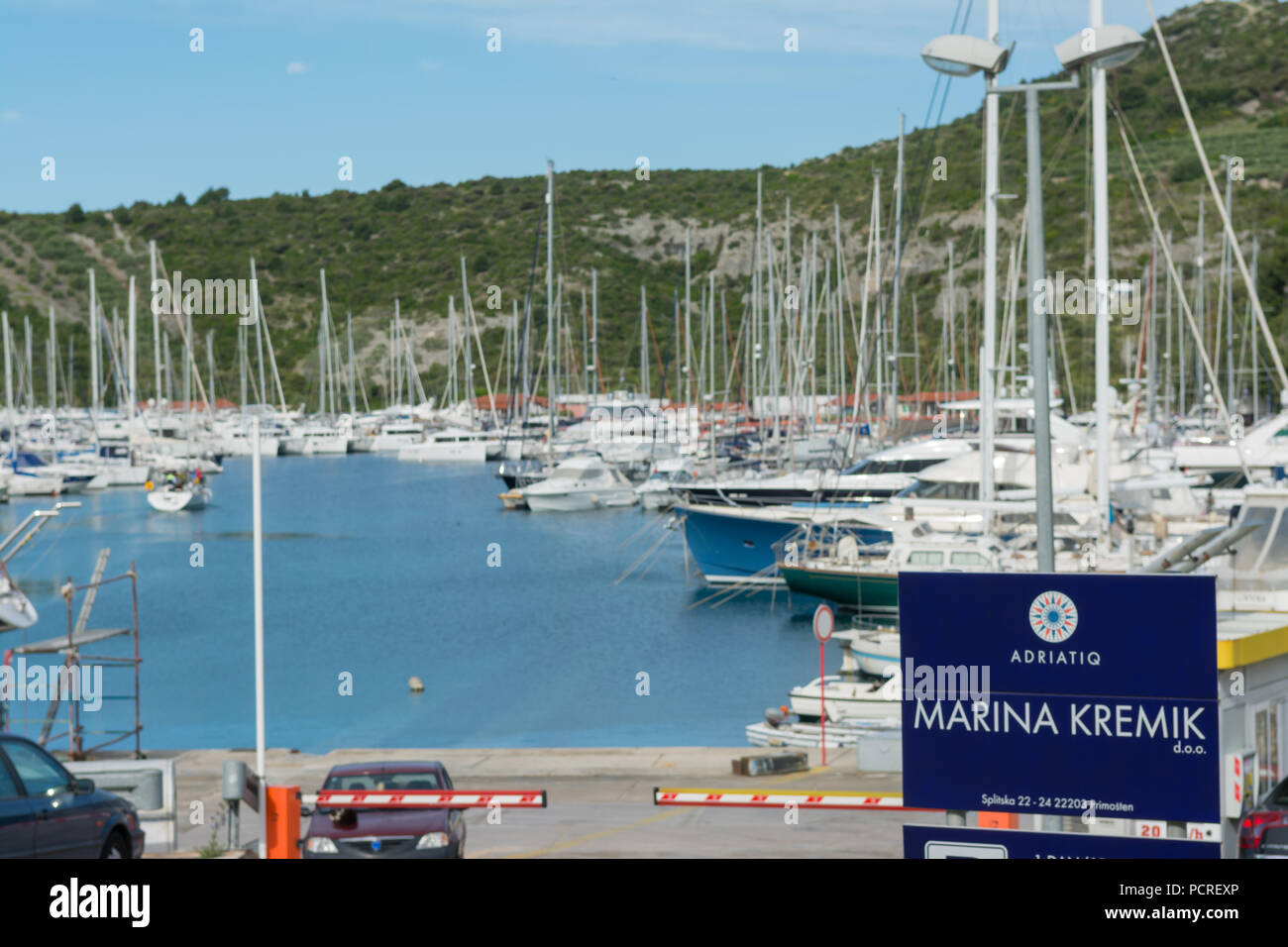 Entrance sign and logo of the marina Kremik in Split Croatia Europe ...
