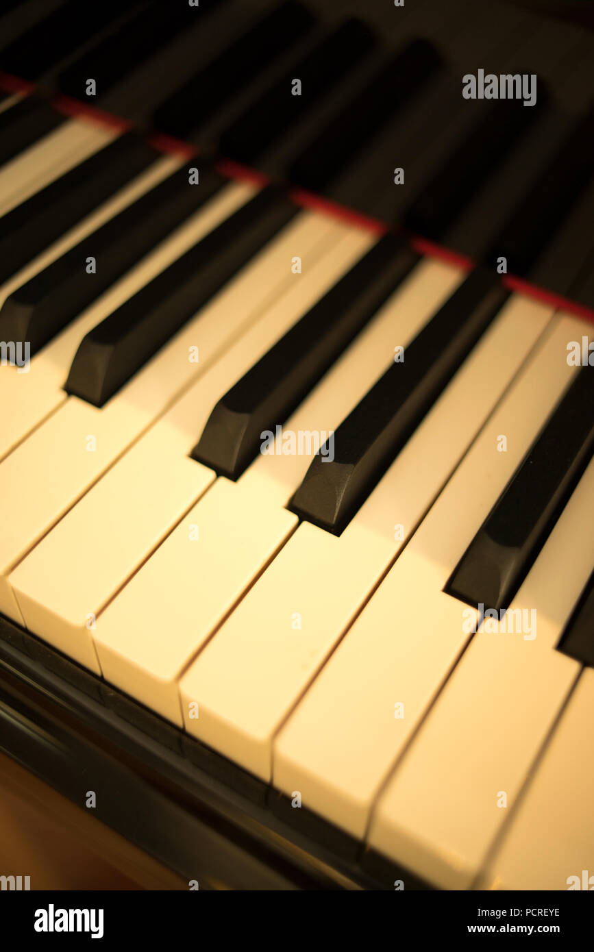 Concert hall grand piano keyboard keys ready for classical music ...