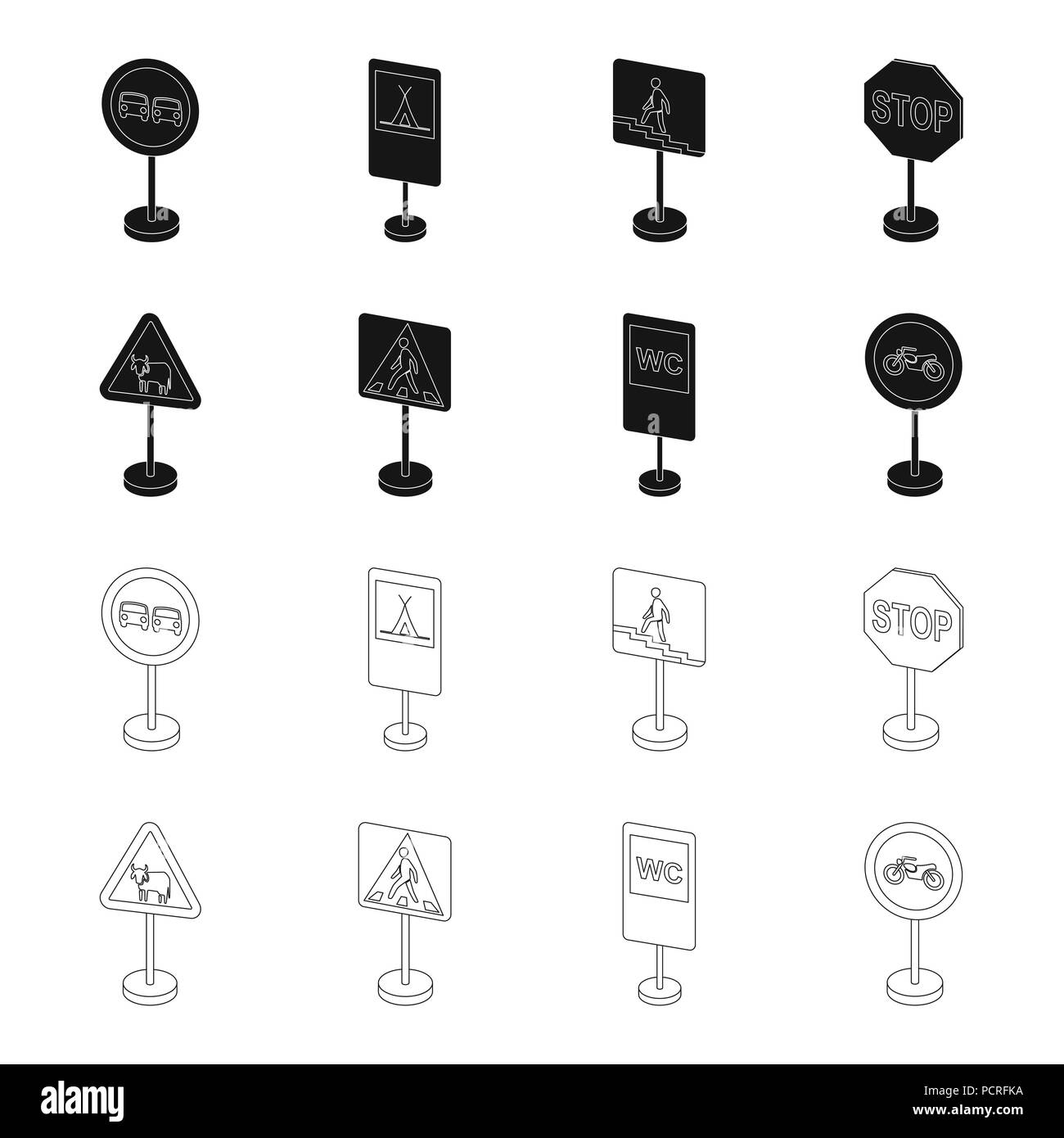 Different types of road signs black,outline icons in set collection for ...