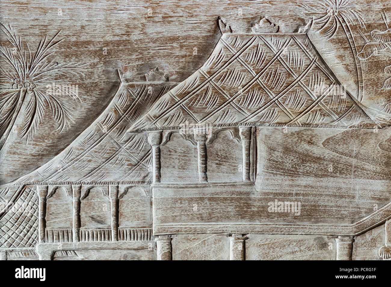 Wood carving wall balinese style Stock Photo - Alamy