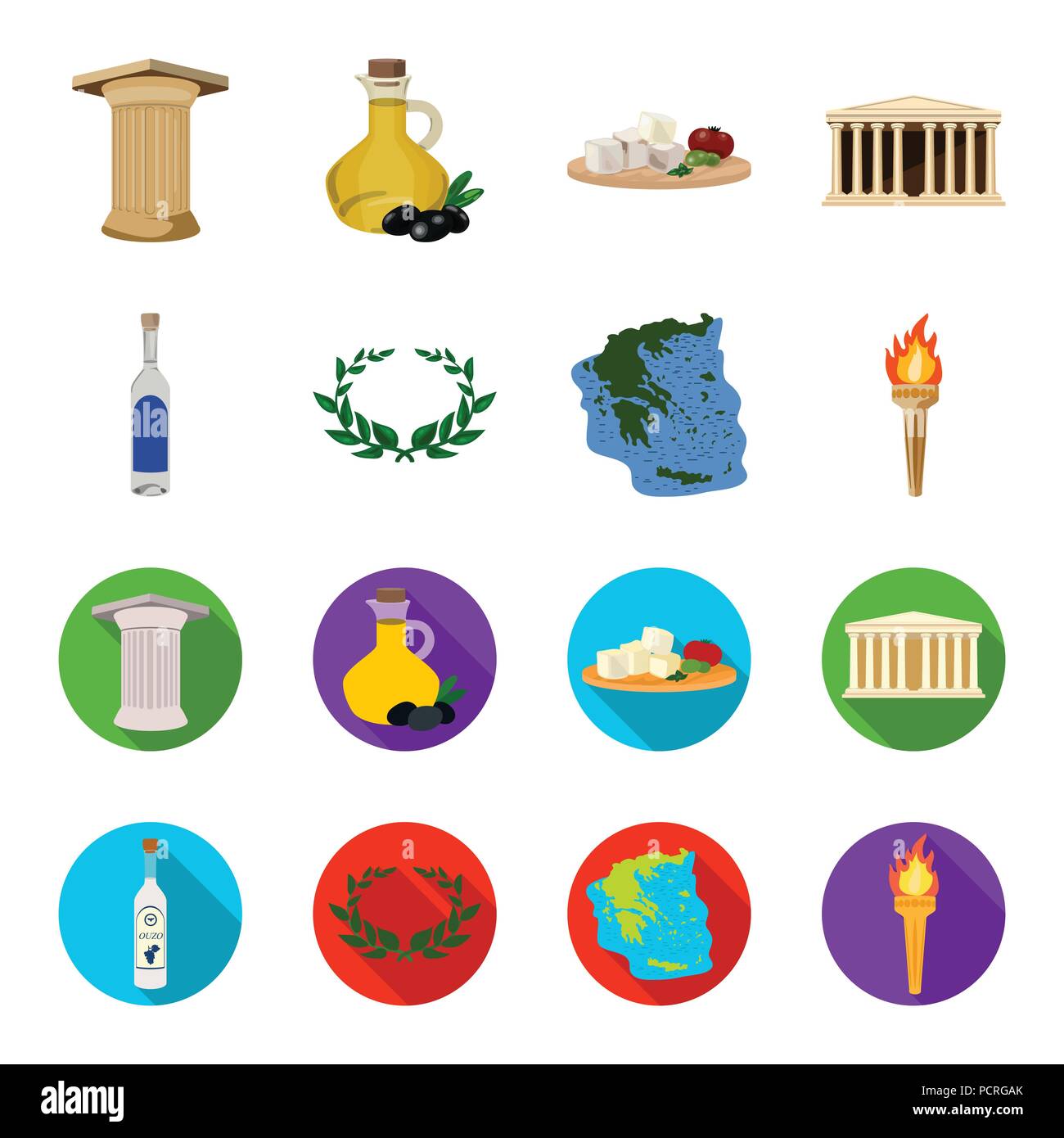 Greece, country, tradition, landmark .Greece set collection icons in ...