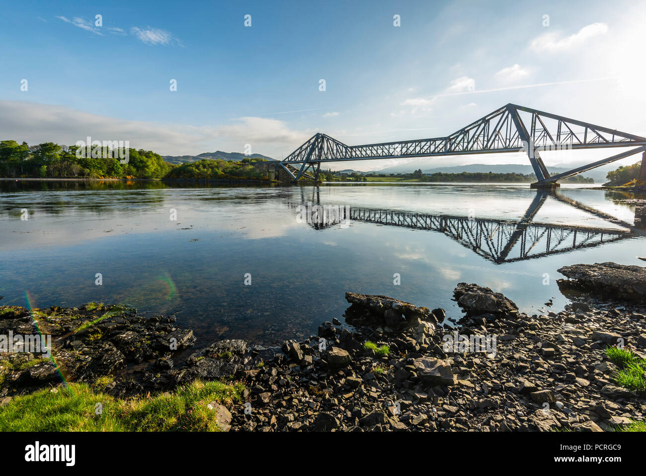 sunset over the Falls of Lora waterfall in a sunny spring evening Stock ...