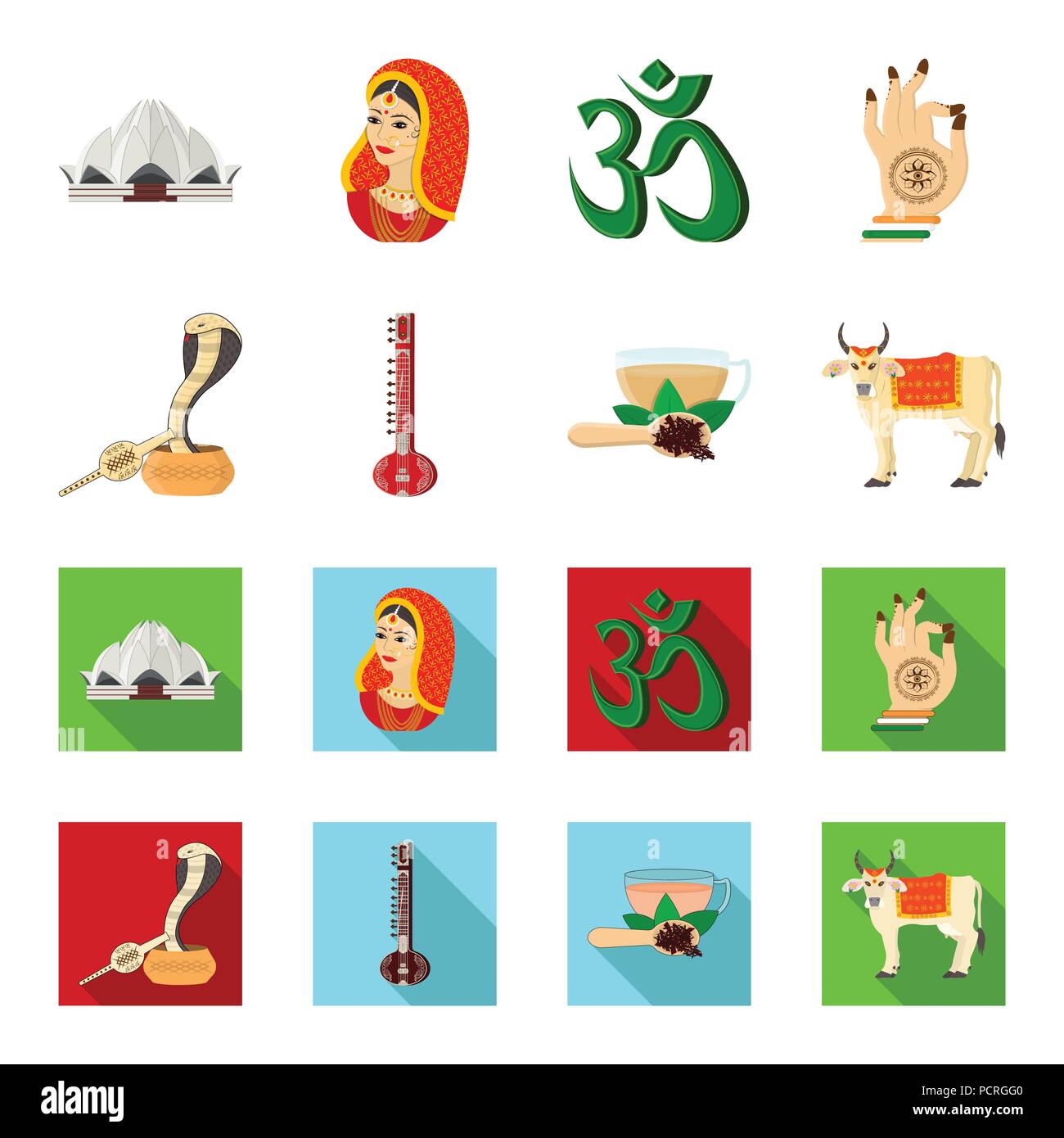 Country India cartoon,flat icons in set collection for design.India and ...