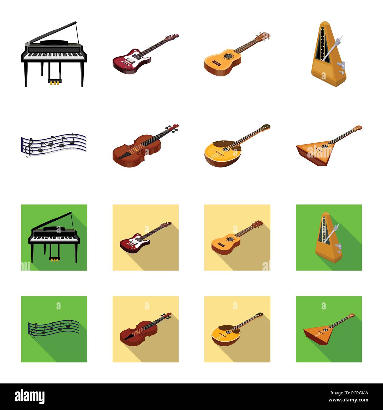 Musical instrument cartoon,flat icons in set collection for design ...