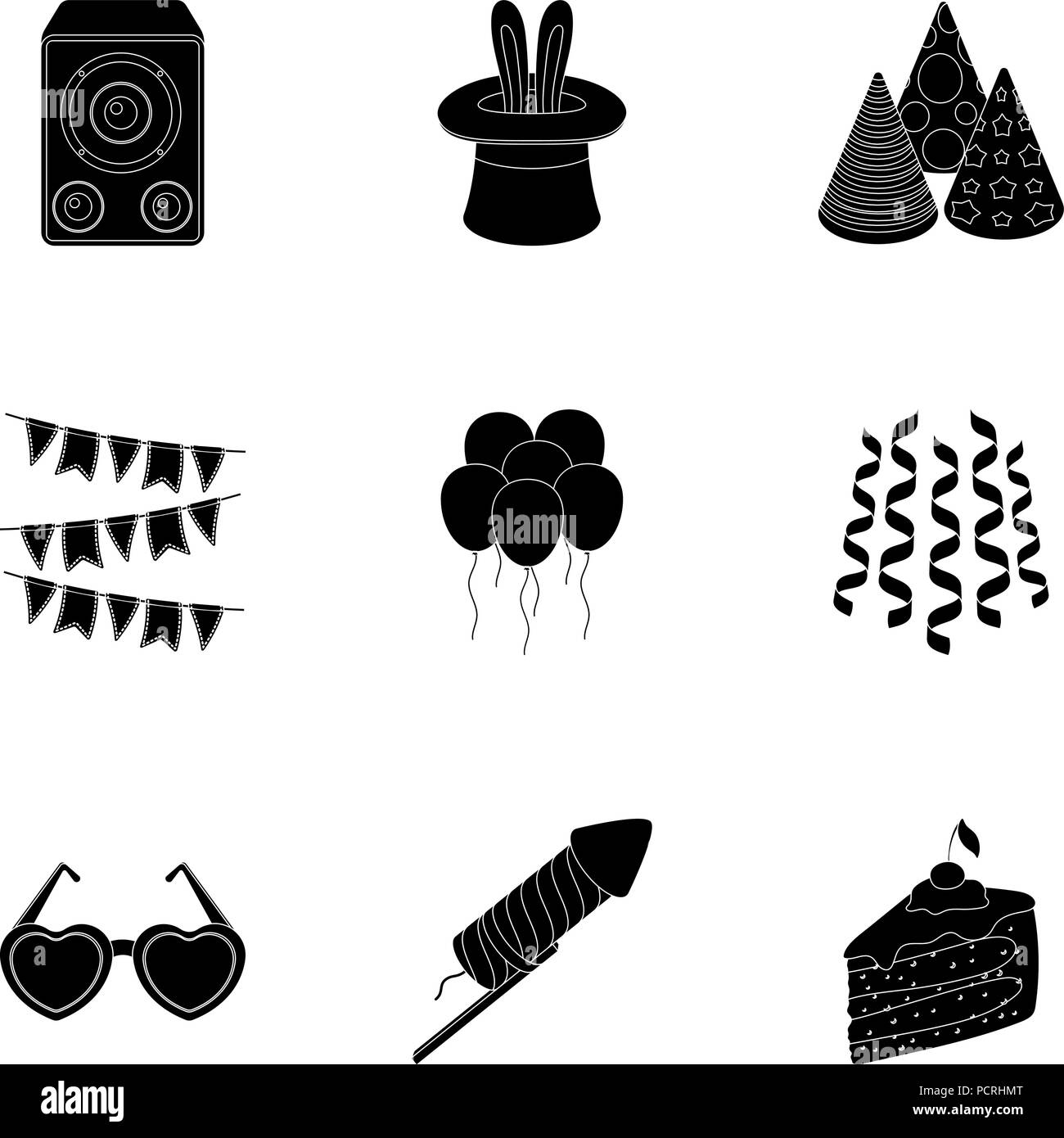 Party, entertainment black icons in set collection for design ...