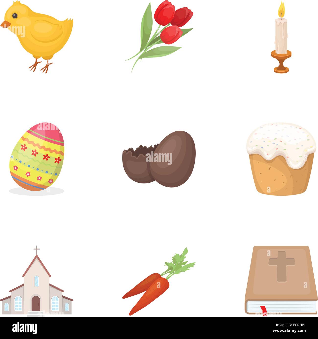 Easter is a Christian holiday cartoon icons in set collection for ...