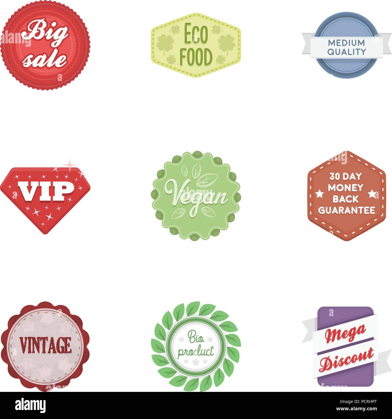 Label set icons in cartoon style. Big collection of label vector symbol ...