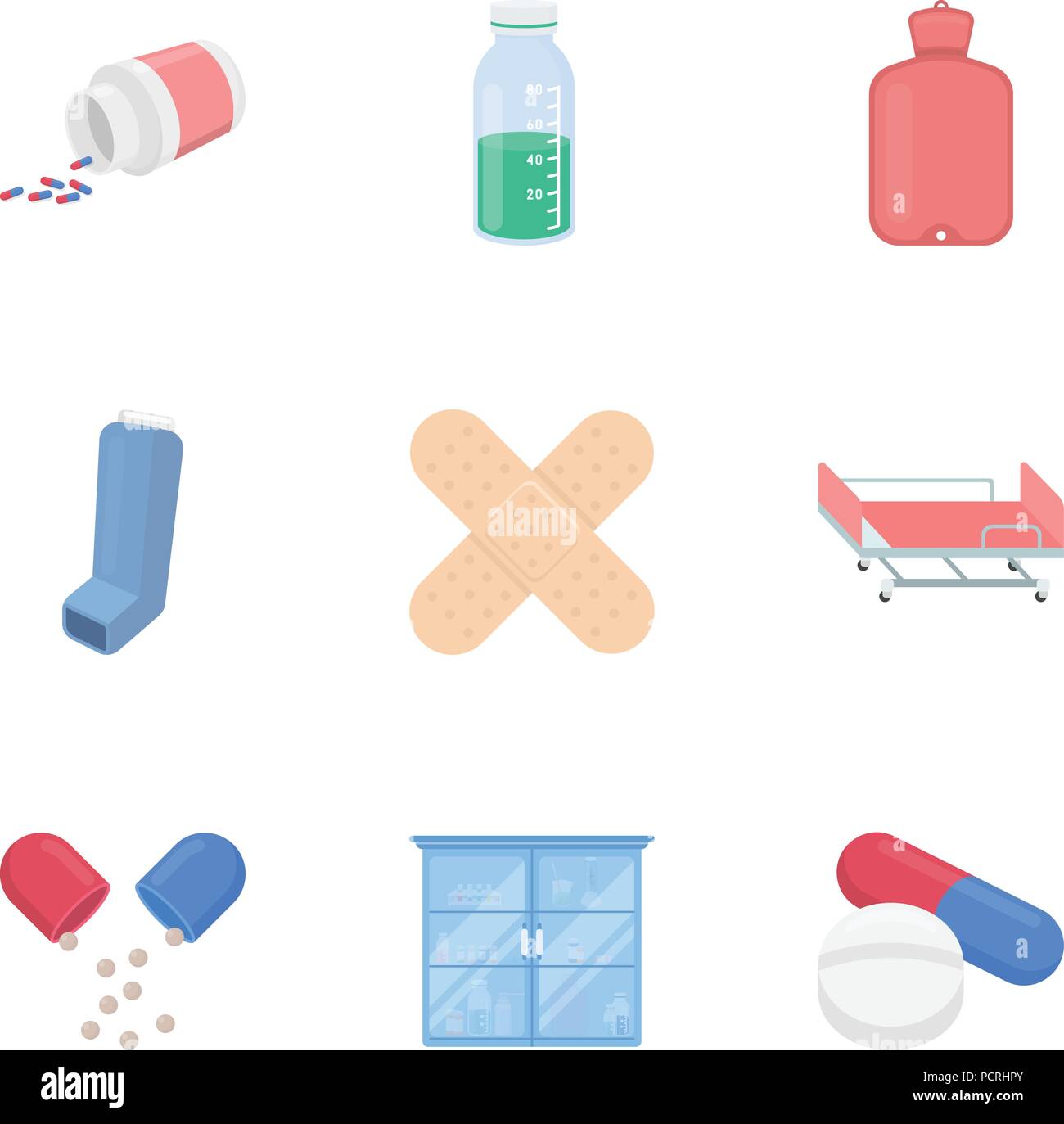 Medicine and hospital set icons in cartoon style. Big collection of ...