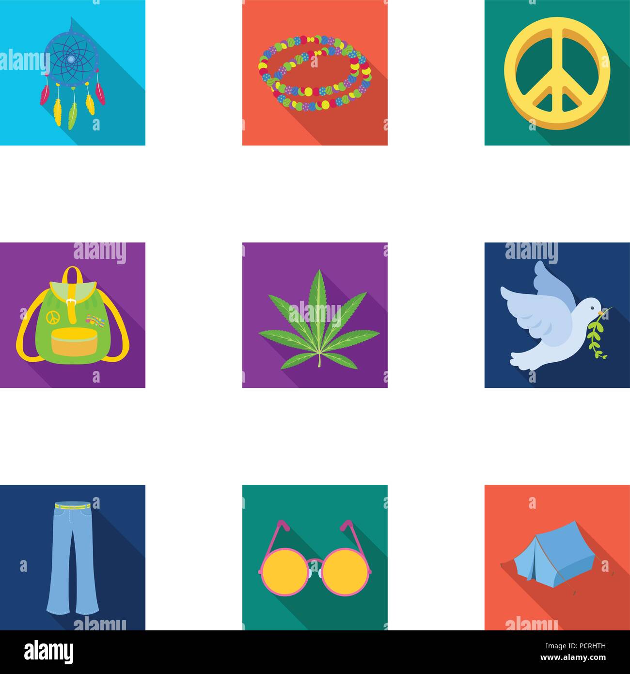 Happy and attribute flat icons in set collection for design. Happy and ...