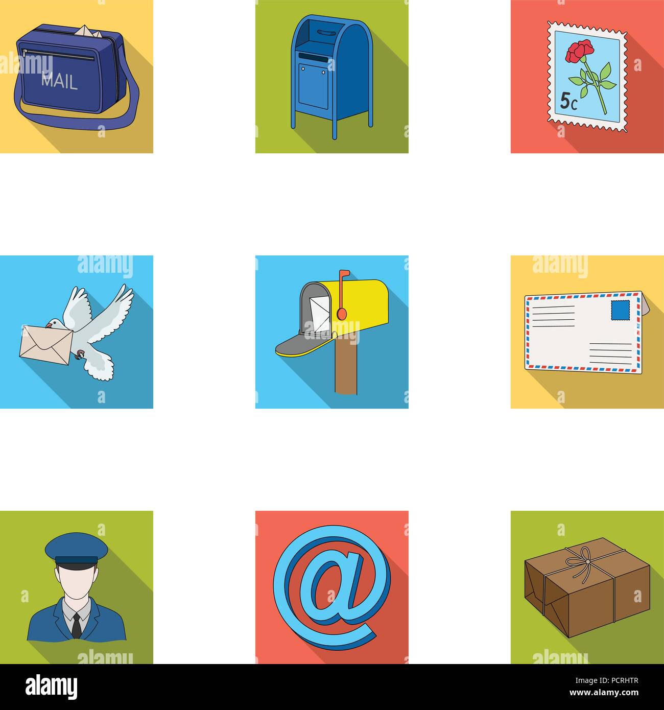 Postman, envelope, mail box and other attributes of postal service.Mail ...