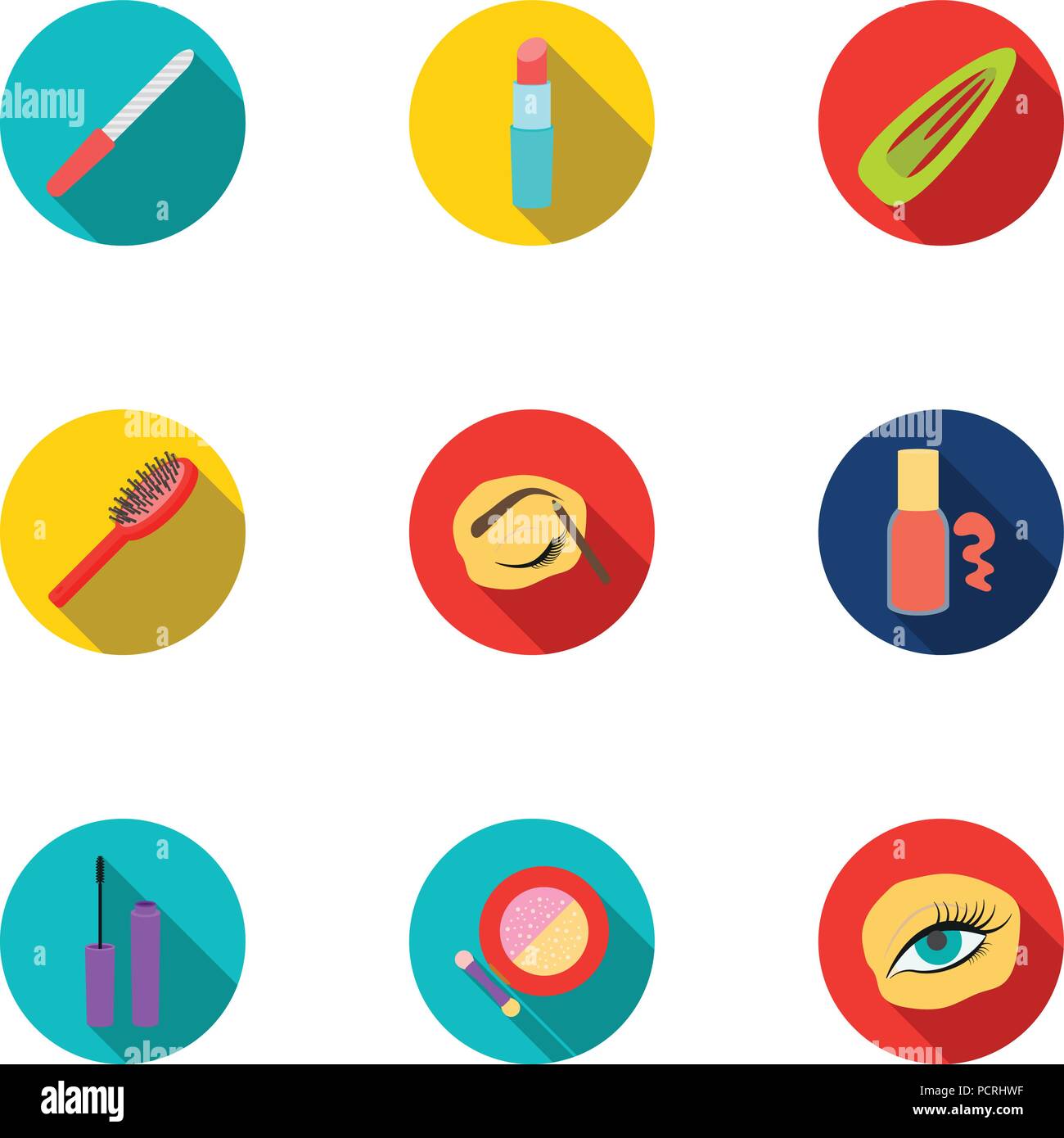 Make up set icons in flat style. Big collection of make up vector ...