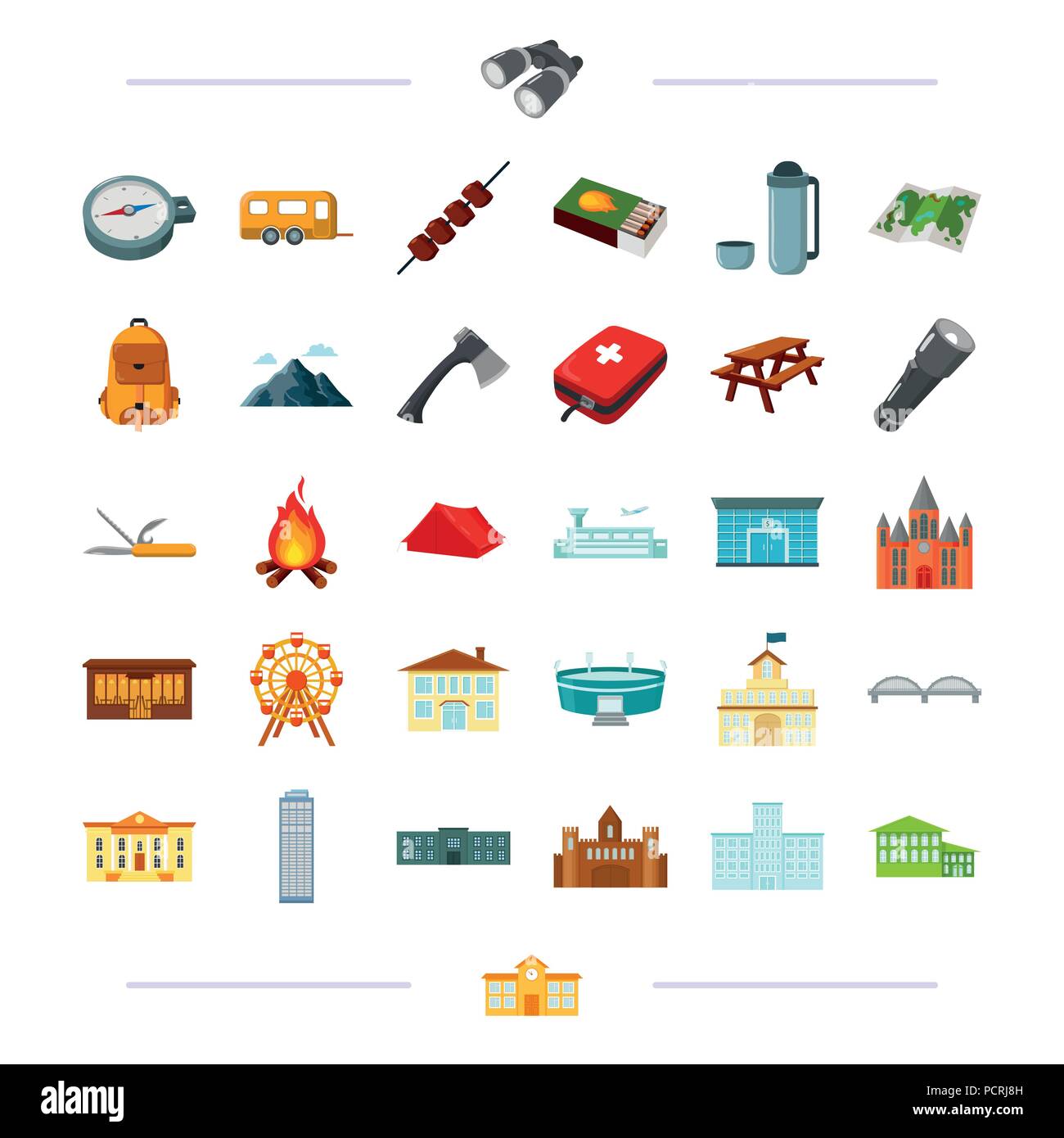 nature, entertainment, industry and other icon in cartoon style ...