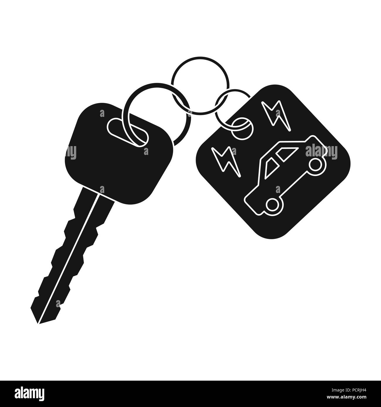 Key from eco car icon in black design isolated on white background. Bio ...