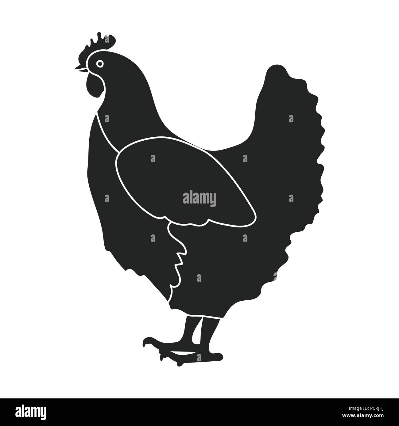 Chicken icon in black style isolated on white background. Bird symbol ...