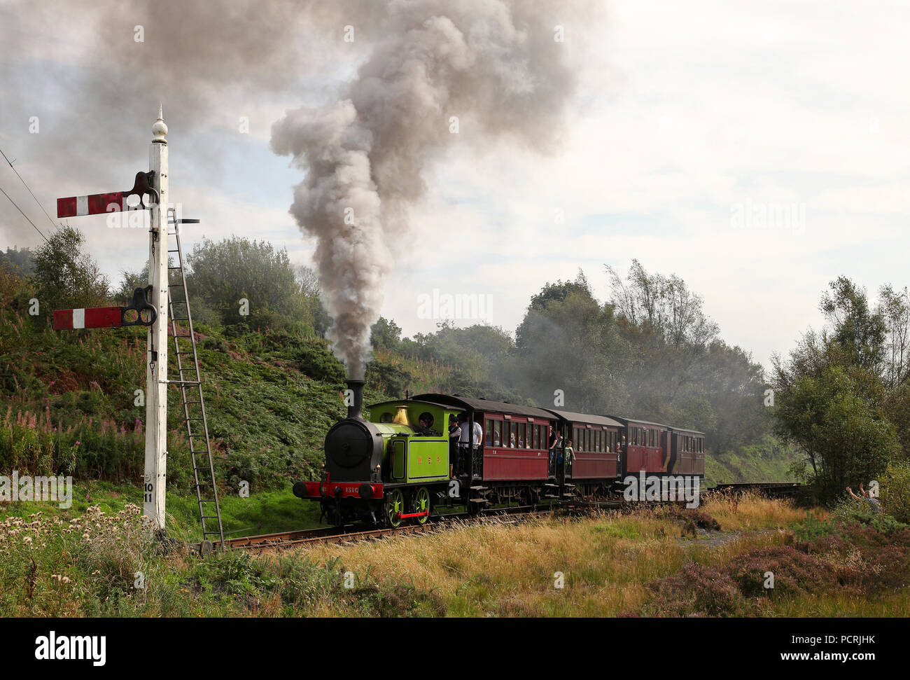 Y7 1310 heads past Andrews House on the Tanfield Railway Stock Photo ...