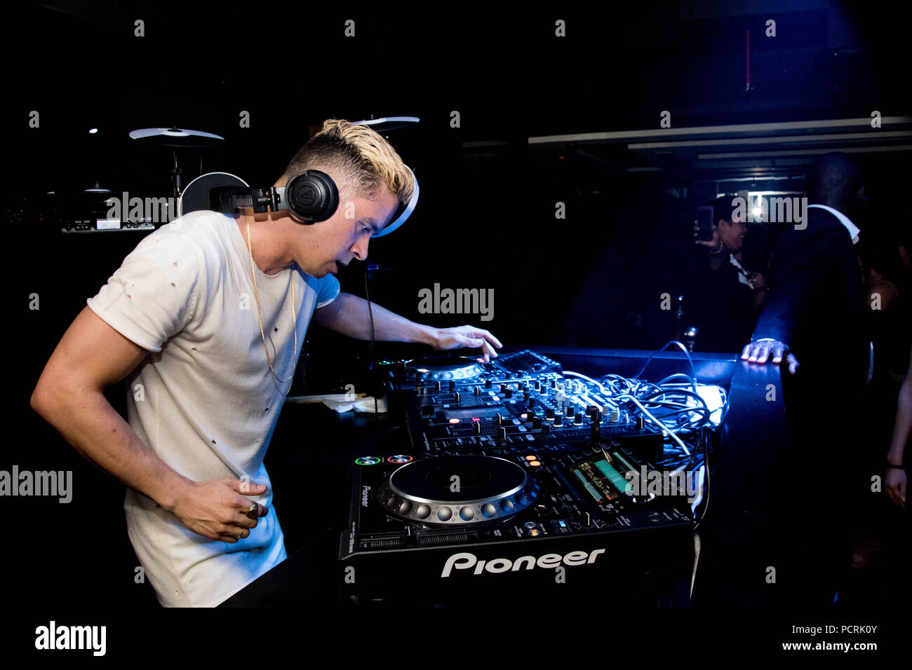 Tom Taus DJ pioneer in live electronic drums and dance music Stock ...