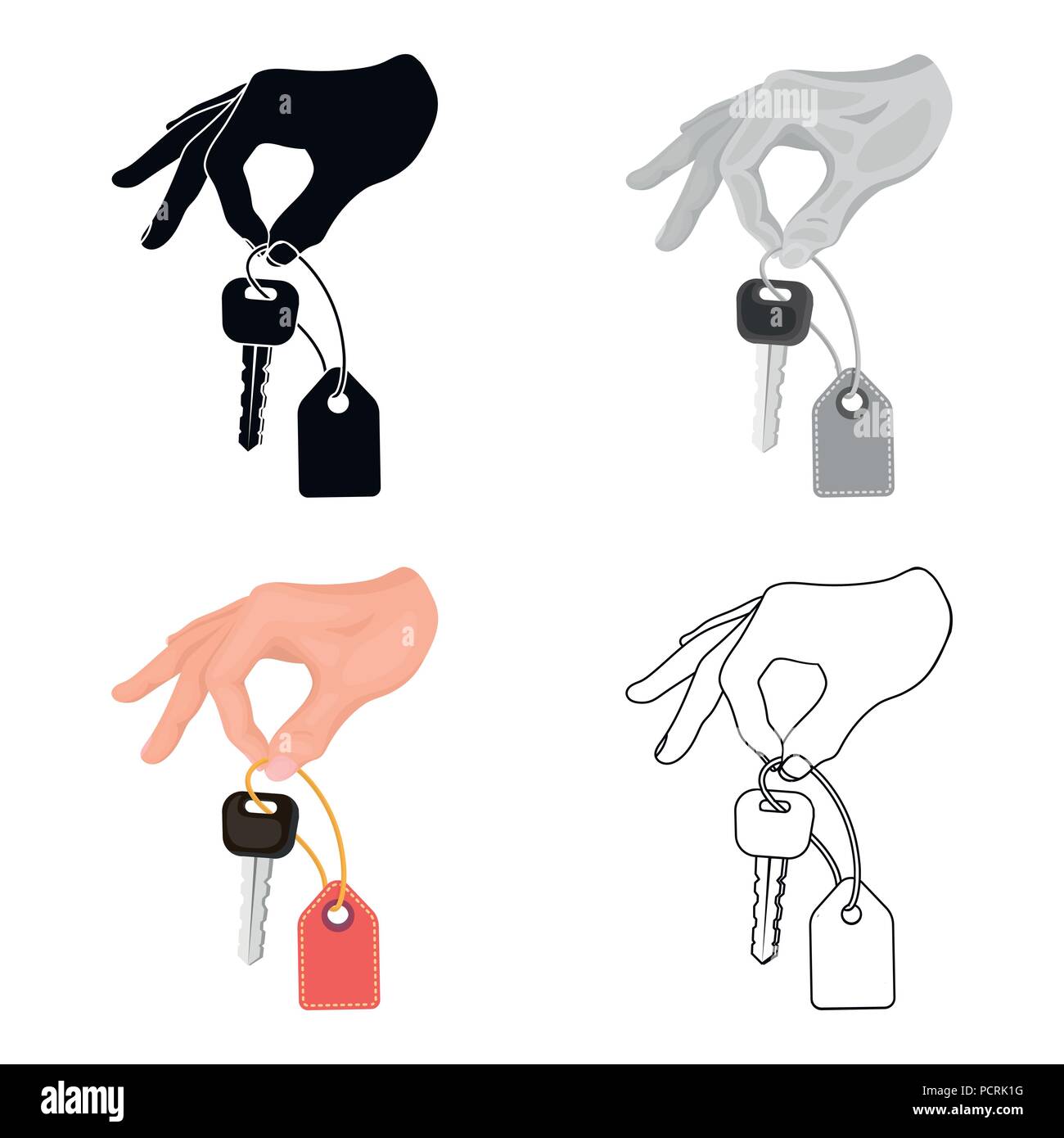 Key with a key ring in his hand. E-commerce single icon in cartoon ...