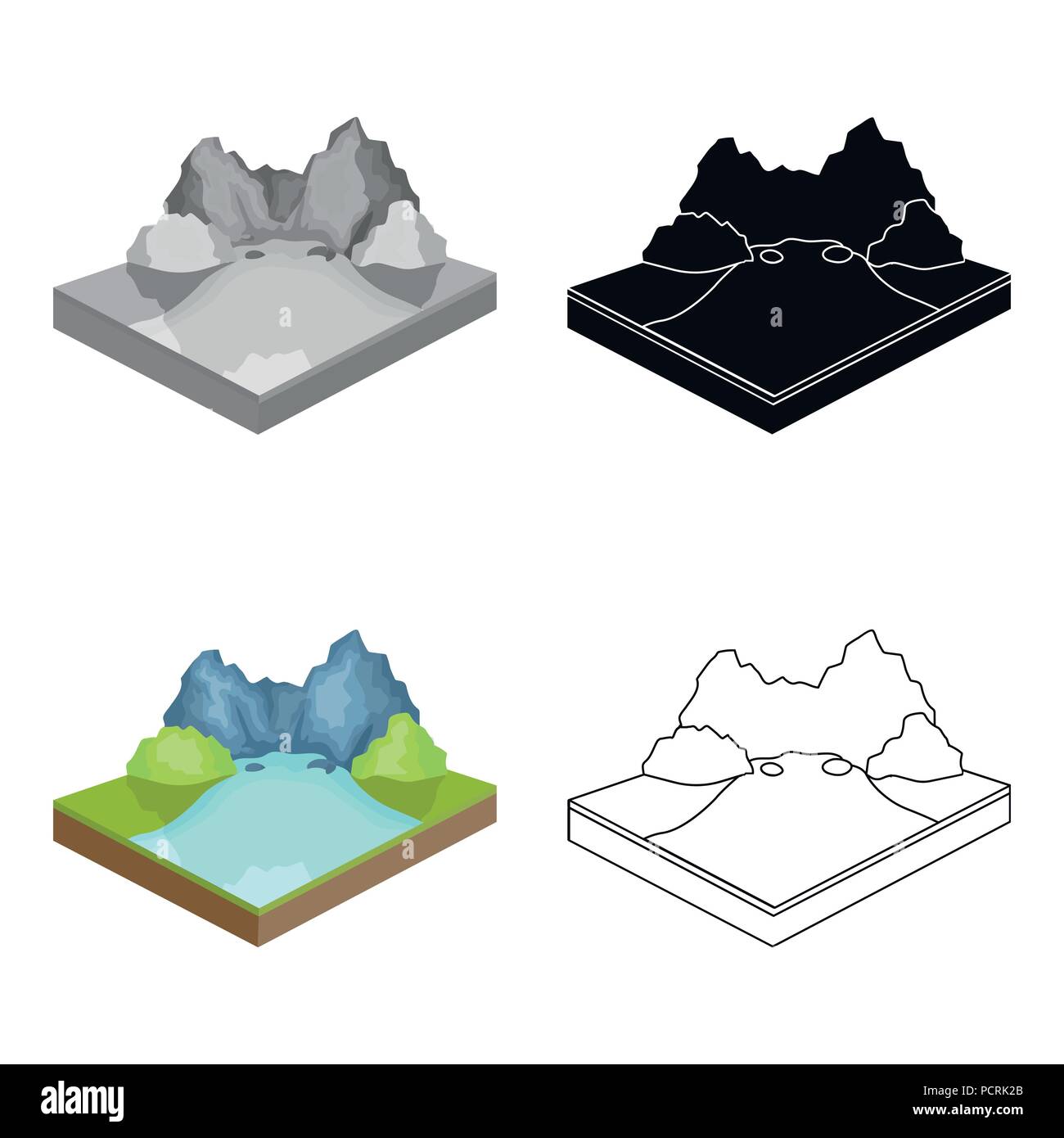 Mountains, rocks and landscape. Relief and mountains single icon in ...