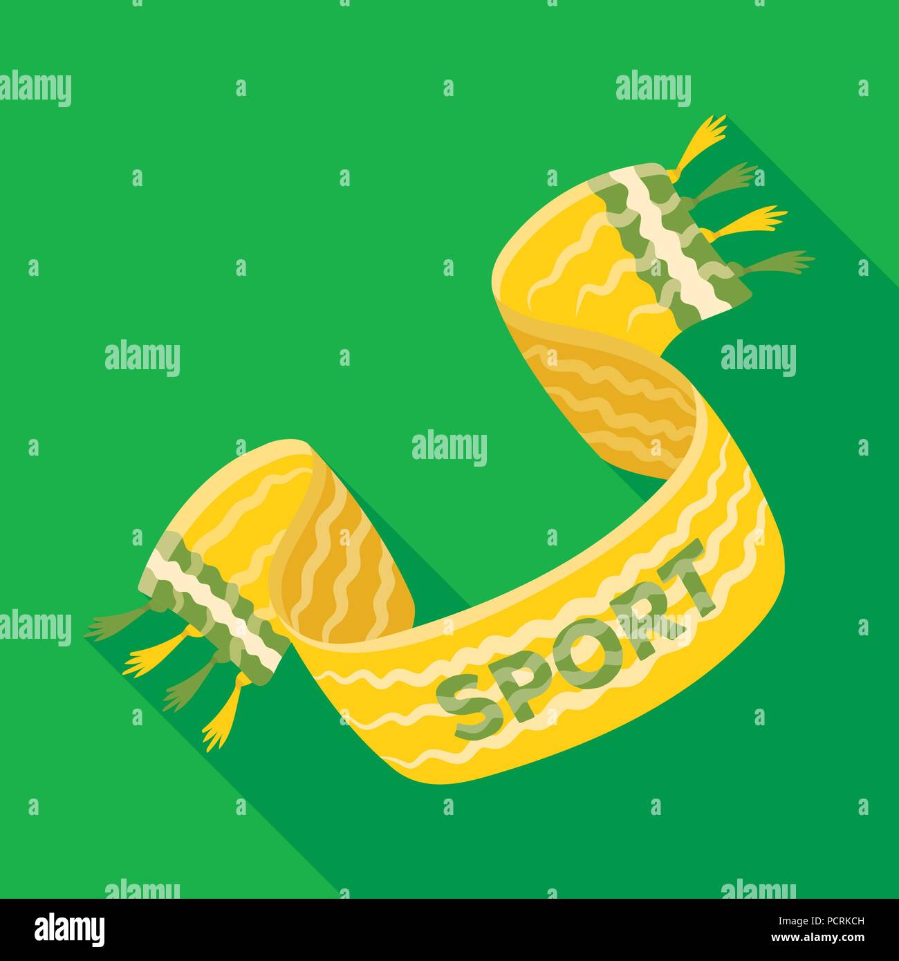 Yellow soccer fan scarf. Fans single icon in flat vector symbol stock ...