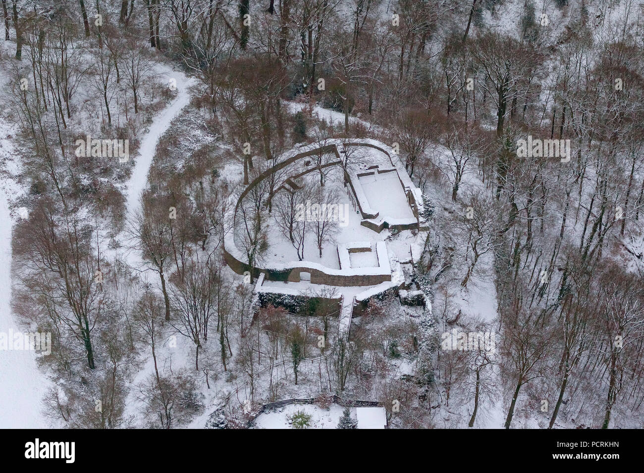Aerial photo, Neue Isenburg castle ruins dating back to the 13th ...