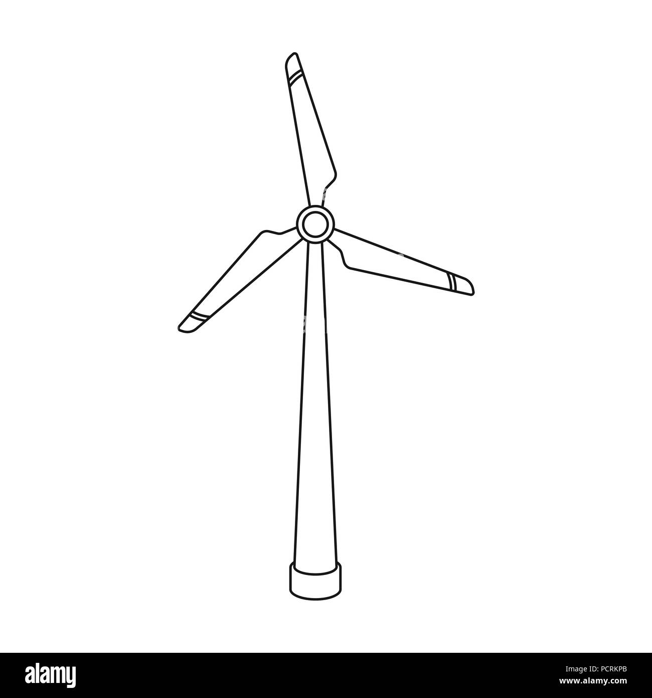 Wind energy turbine icon in outline design isolated on white background ...