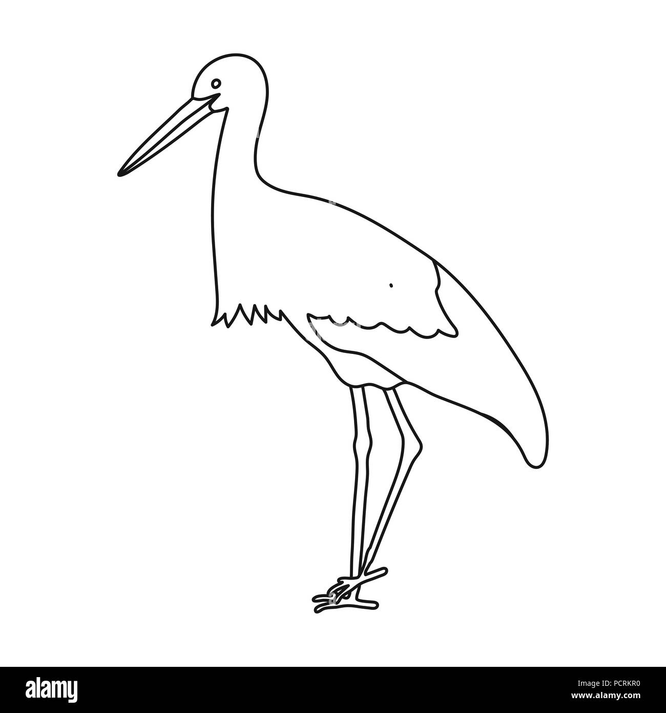 Stork icon in outline style isolated on white background. Bird symbol ...