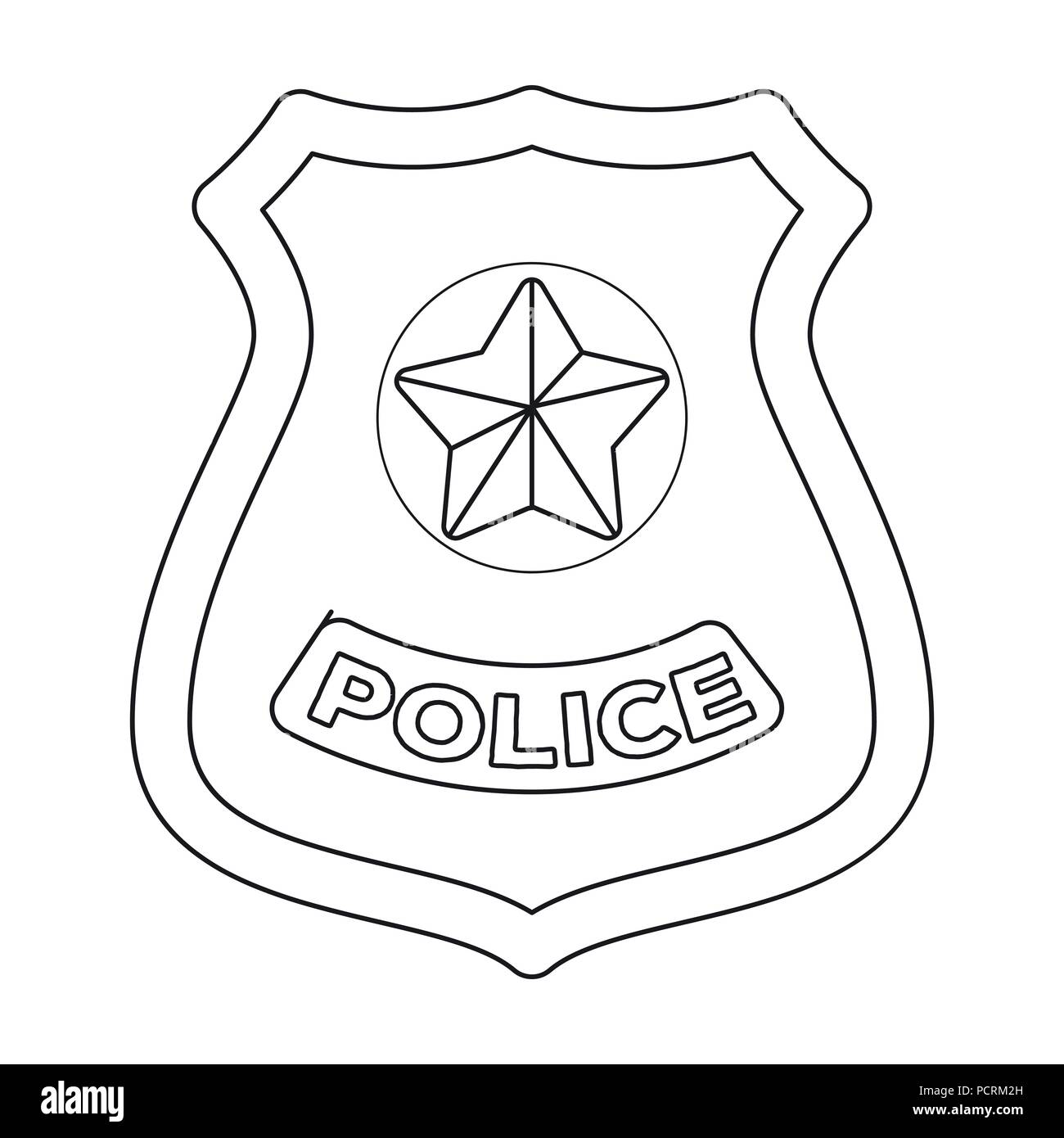 Police badge icon in outline design isolated on white background ...