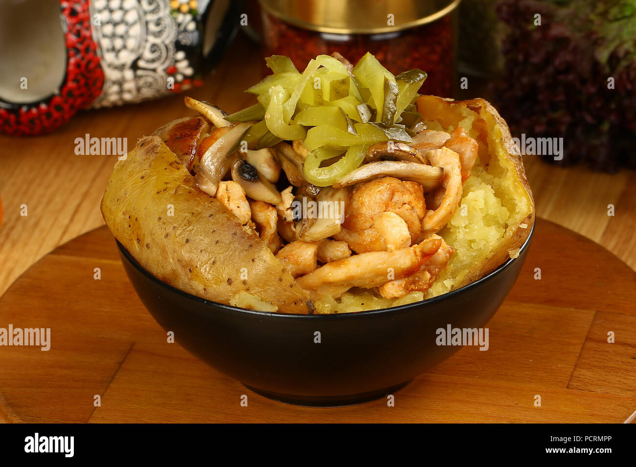 Kumpir / Turkish Baked potato with chicken meat Stock Photo - Alamy