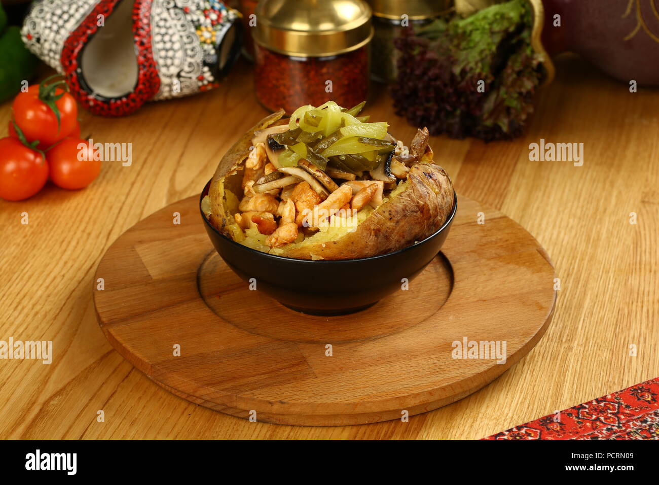 Kumpir / Turkish Baked potato with chicken meat Stock Photo - Alamy