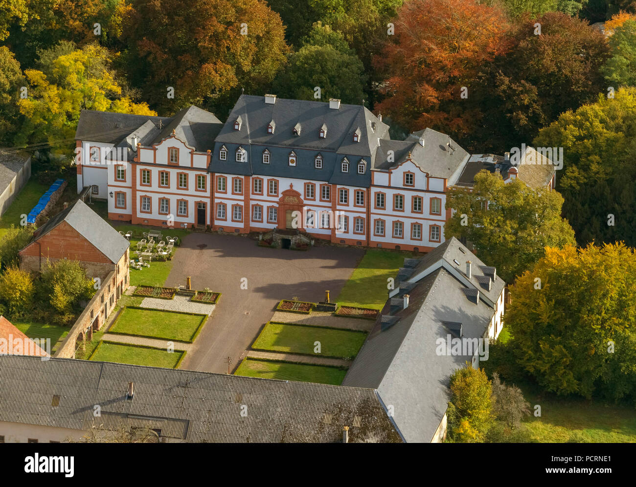 Aerial view, Hotel Schloss Münchweiler, Wadern, Saarbrücken, Saarland ...