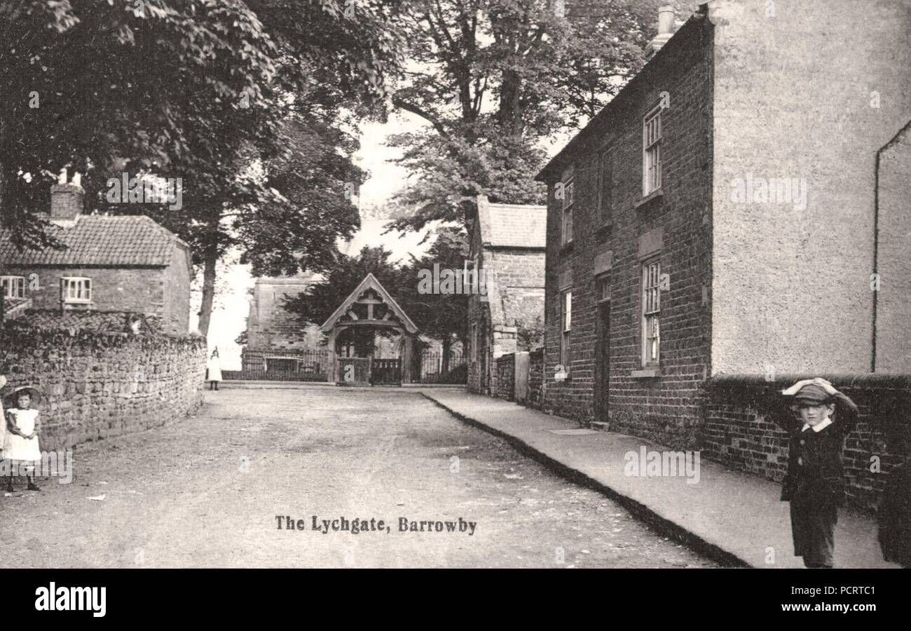 All Saints' Church lychgate at Barrowby, Lincolnshire, England, c.1909 ...