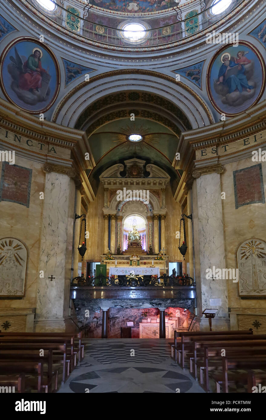 Church interior with the venerated cave associated with Elijah the ...
