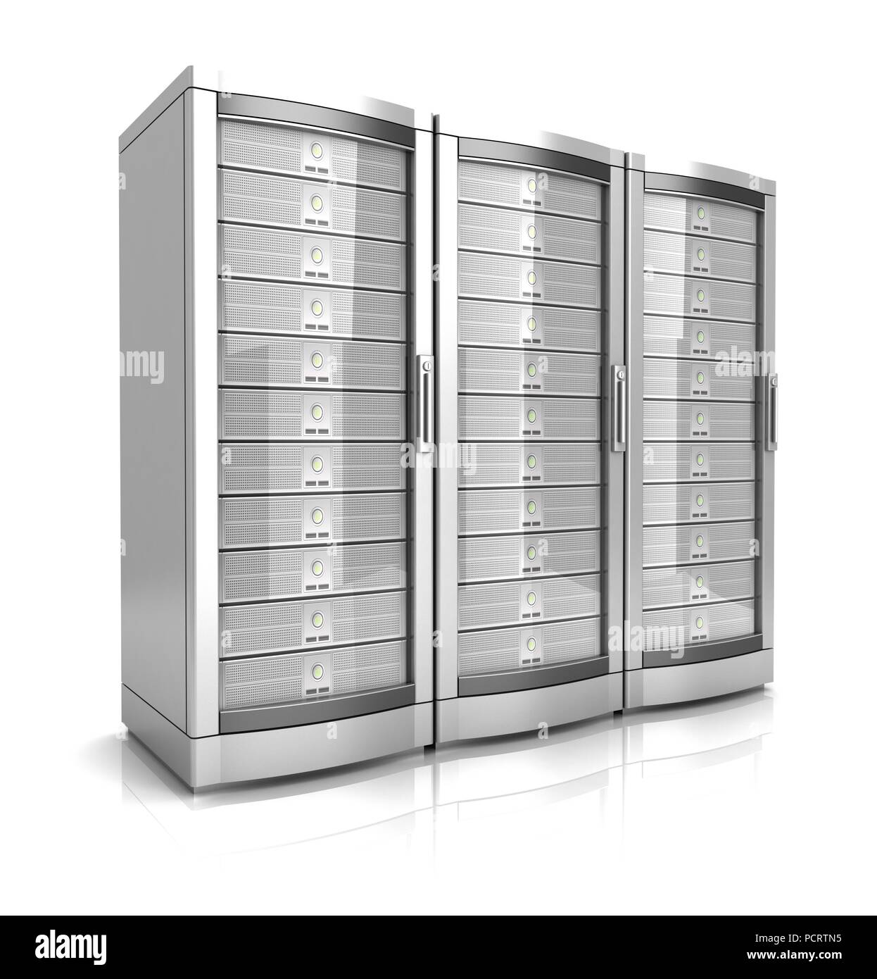 network workstation servers 3d illustration isolated on white ...