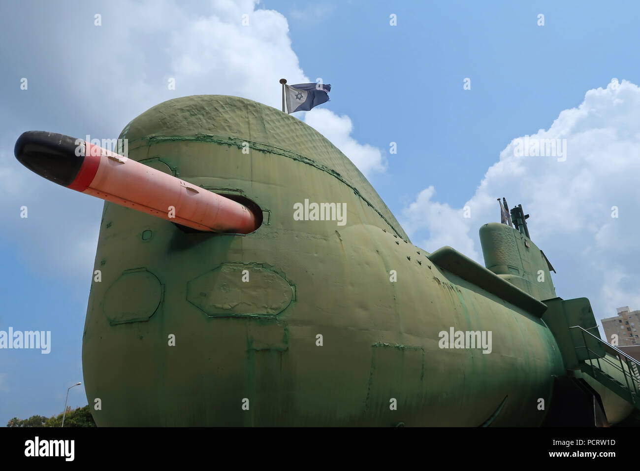 Torpedo peeps out of the front side of the retired NS Gal, Type 540 Gal ...