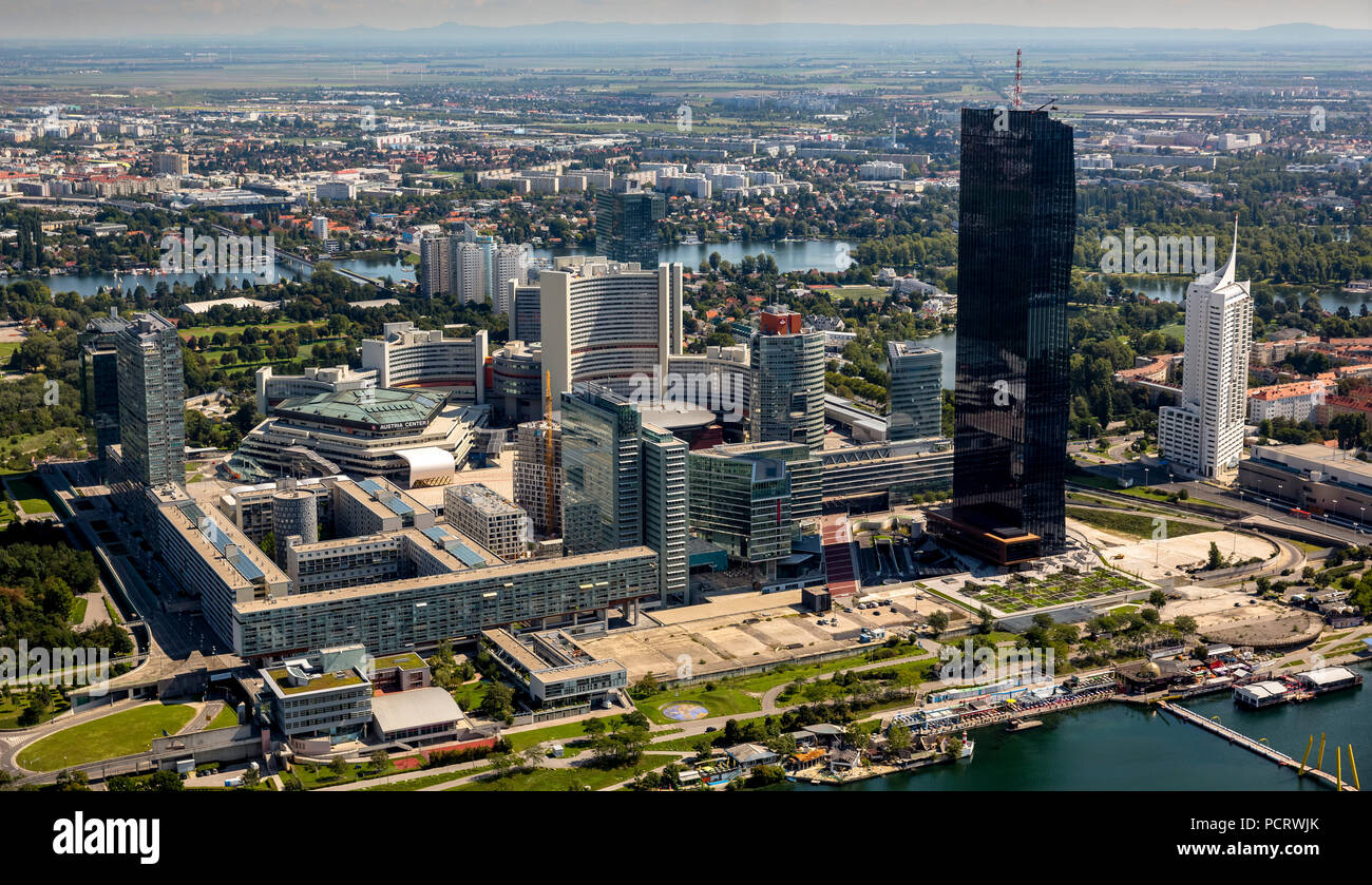 Aerial view, Tech Gate Vienna, Business and Technology GmbH, skyscraper ...