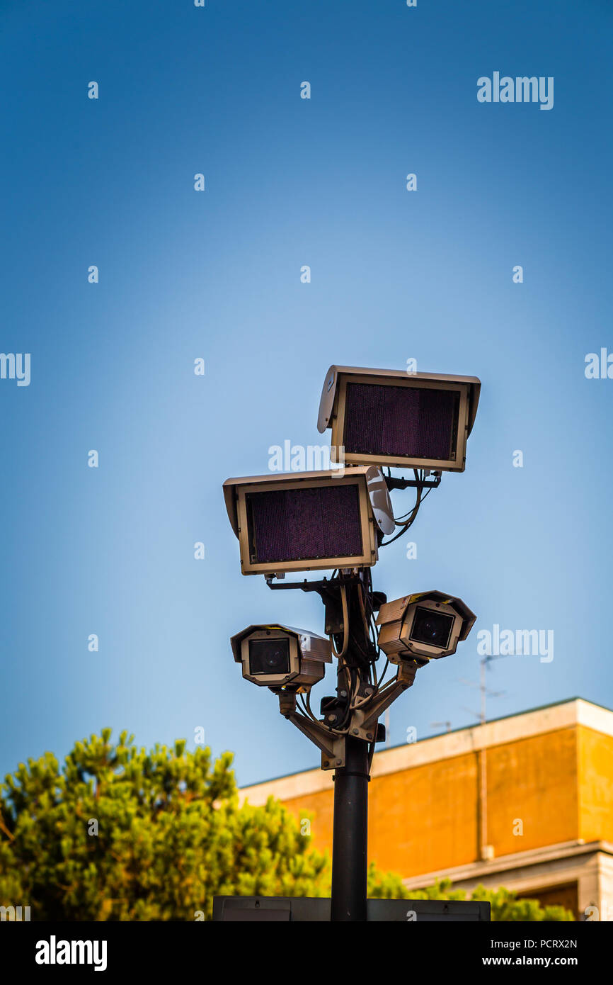 cameras of electronic surveillance system supervise the entrances to ...