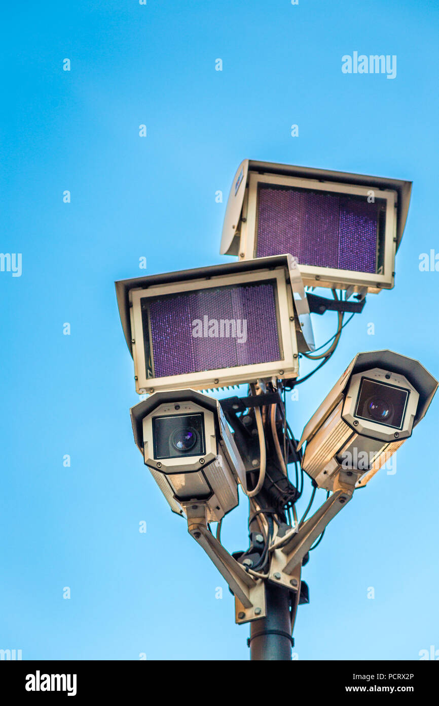 cameras of electronic surveillance system supervise the entrances to ...