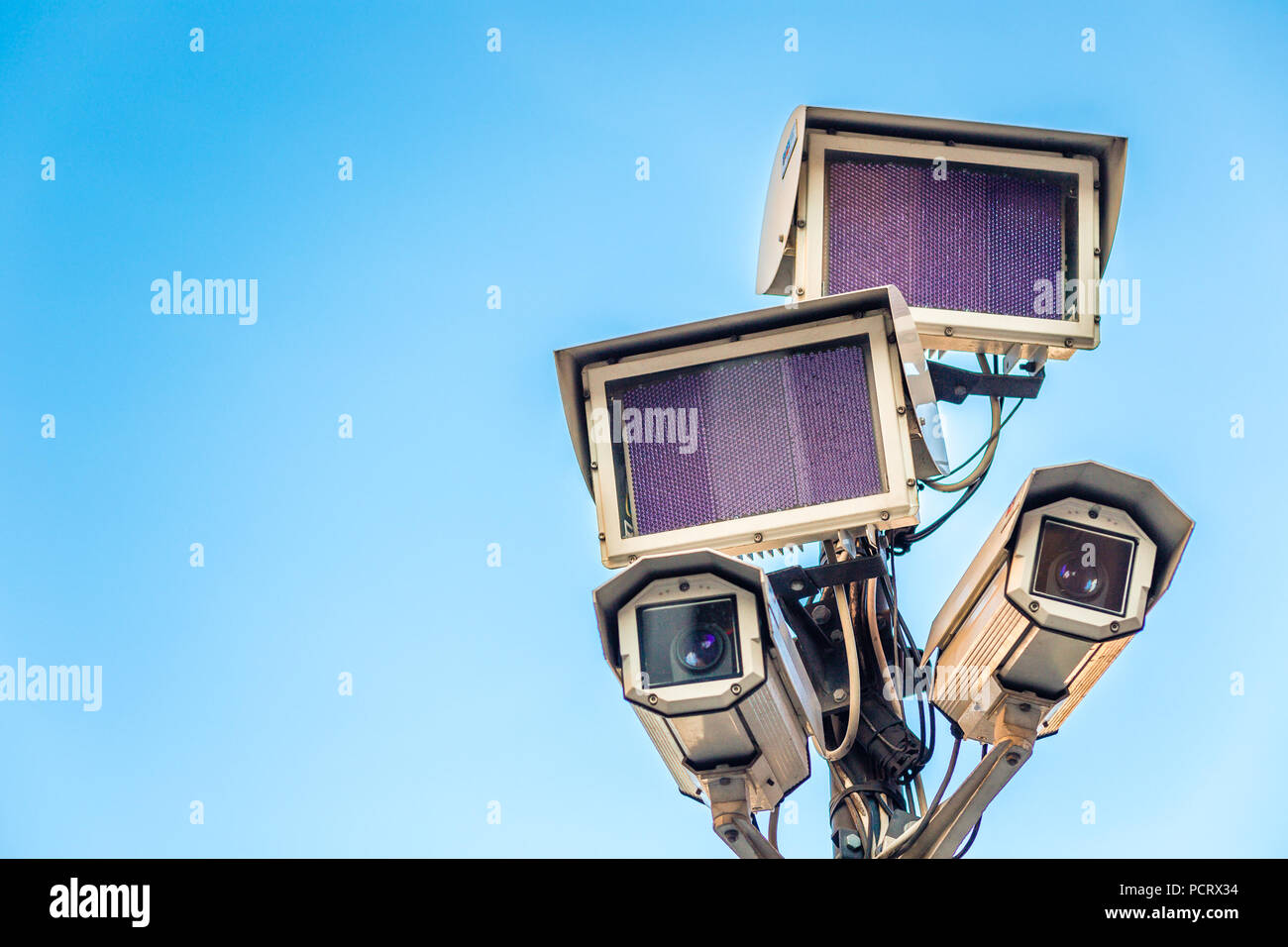cameras of electronic surveillance system supervise the entrances to ...