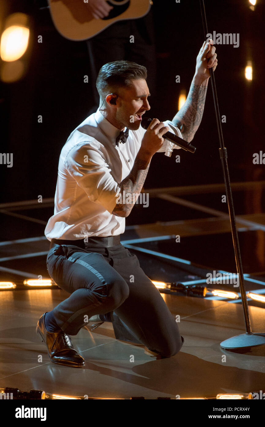 HOLLYWOOD, CA - FEBRUARY 22: Adam Levine onstage during the 87th Annual ...