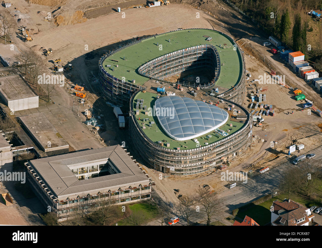 Aerial view, New high school Bochum, Bochum, Ruhr area, North Rine ...